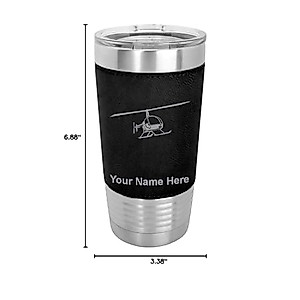 LaserGram 20oz Vacuum Insulated Tumbler Mug, Helicopter 2, Personalized Engraving Included (Faux Leather, Black)