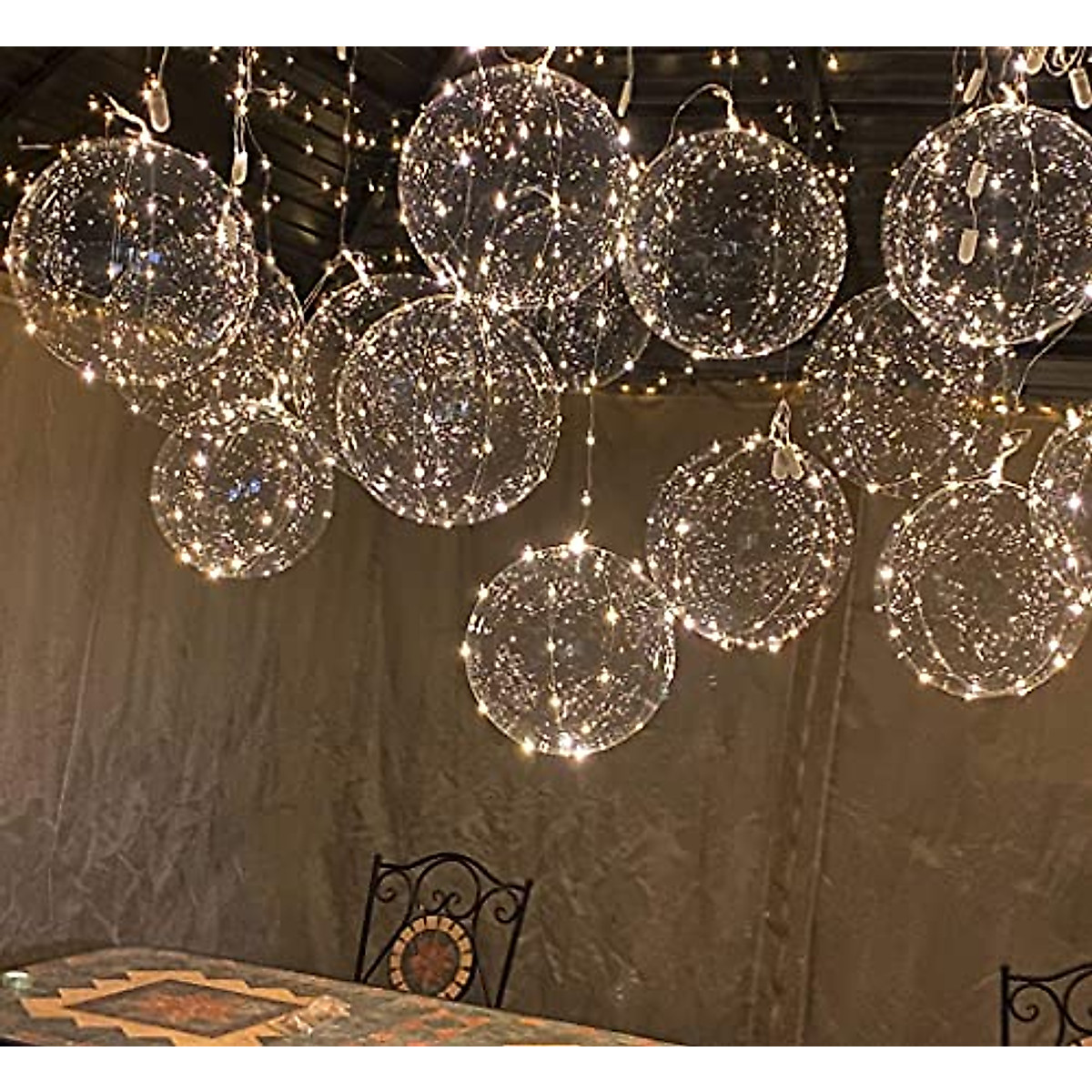Light Up Led Balloons, 18 Packs Party Balloon Cell Battery Included Inflated Size 22 Inches 3 Modes Flashing String Lights Clear Balloon, for Birthday Wedding Decorations (Warm White)
