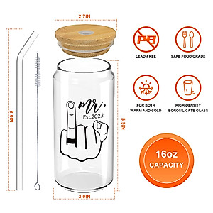 Engagement Gifts for Couples - Wedding Gifts for Couples 2023 - Mr and Mrs Gifts - His and Hers Gifts - Wedding Presents - Engagement Party Decorations - Beer Can Glass Cups Set for Newlyweds Couples