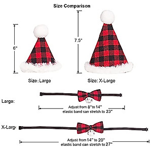 ADOGGYGO Christmas Dog Bandana Hat Bowtie, Red Plaid Dog Christma Bandana Triangle Dog Scarf Dog Christmas Outfit Costume Accessories for Large X-Large Dogs Pets (X-Large, Red)