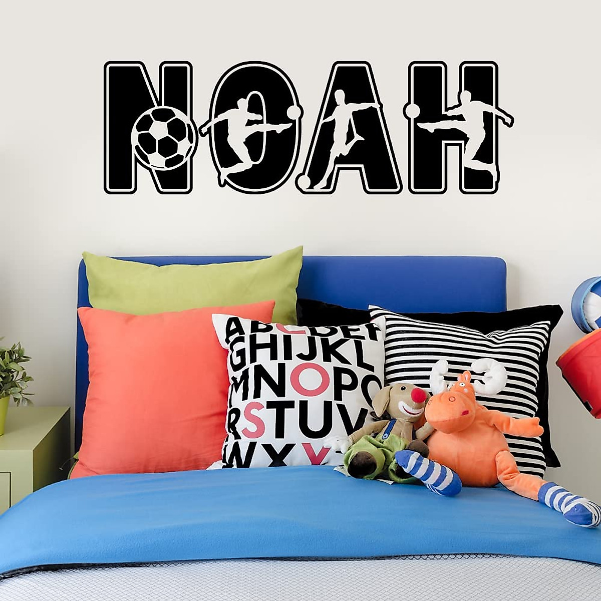 Soccer Custom Name Vinyl Wall Decal Sticker Art for Boys Rooms, Ball Player Theme Letters Bedroom Decor for Kids