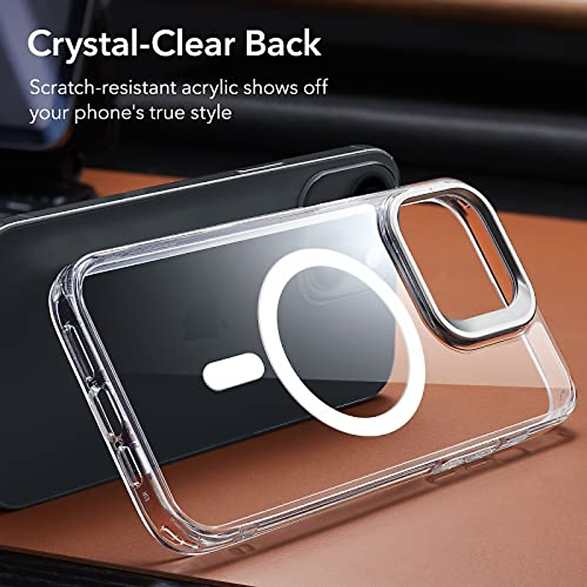 ESR for iPhone 13 Case/iPhone 14 Case, Compatible with MagSafe, Built-in Camera Ring Stand, Military-Grade Protection, Magnetic Phone Case for iPhone 13/14, Classic Kickstand Case (HaloLock), Clear