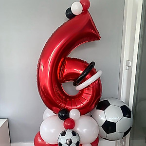 Red 5 Number Balloons,40 Inch 5 Balloons Foil Mylar Helium Big Red 5 Balloon Number for Birthday Party Anniversary Decorations