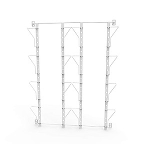 FixtureDisplays® Up to 9.5" Wide 8-Pocket Adjustable Display Rack, Wall Mounted Greeting Post Card Christmas Holiday Card Holders White bars Silver Pockets 11608-WHITE-DOUBLE
