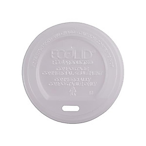 Eco-Products Compostable Coffee Cup Lids, Case of 800, White EcoLid, Fits 8oz Hot Cups, Made from PLA Plastic, A Renewable Material Made from Plants, ASTM, BPI-Certified