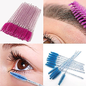 300Pcs Disposable Eyelash Mascara Brushes for Eye Lashes Extension Eyebrow and Makeup for Eye Lash Extension, Eyebrow and Makeup Crystal 6 Colors(Colorful)