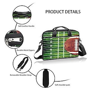 American Football Field Laptop Computer Bag Waterproof Shoulder Messenger Bag 13-15 inch Durable Laptop Tote Bag with Shoulder Strap Handle Lightweight Crossbody Briefcase