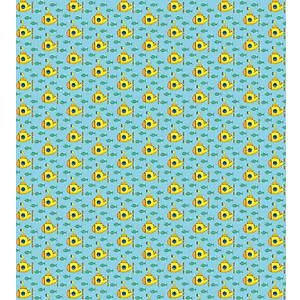 Ambesonne Yellow Submarine Duvet Cover Sets, Aqua Pattern with Little Fish Fun Nautical Porthole Periscope Ocean Theme, Bedding Set with 2 Duvet Covers 4 Pillowcases, 2 Pack Cal King Size, Aqua Yellow