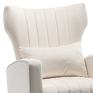 Morhome Nursery Chairs Indoor Rocking Armchair with Side Pocket for Living, Bedroom, Baby Room, E-Beige Style