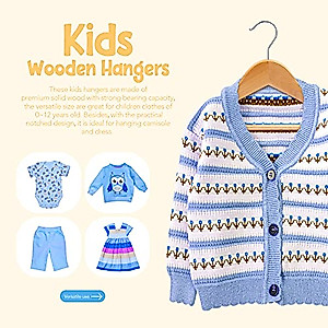 CozyMood Childrens Wooden Hangers Kids Hangers, 20 Pack Baby Hangers Nursery Wood Hangers, 360° Swivel Hook Non Slip Coat Hanger for for Coats, Suits, Pants and Jackets (Natural)
