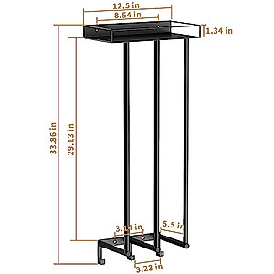 Ovicar Towel Racks for Bathroom - Wall Mounted Rolled Towels Storage with Metal Shelf & 3 Hooks,3 Bars Wall Towel Holder for Small Bathroom, Bath Towel Organizer (Black)