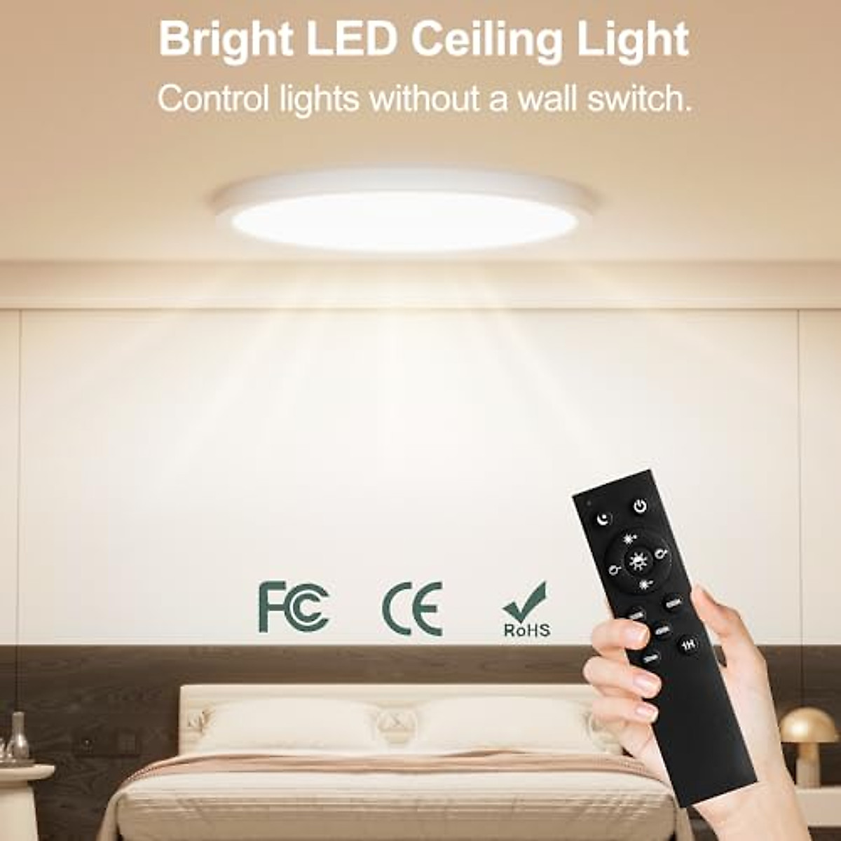 luckystyle 12inch/20W Remote Dimmable LED Flush Mount Ceiling Lights with Smart APP Custom Color Temperatures, Daylight White Ceiling Light Fixture Round Ceiling Lamp for Kitchen Bedroom Child's Room