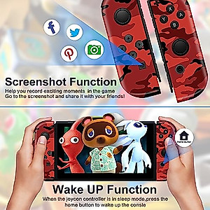 SWCTIM Joypad Controller for Nintendo Switch,Switch Controllers Joypad Supports Screenshot/Wake-up Function/Motion Control/Dual Vibration，Left Right Joypad Replacement for Switch/Lite/OLED(Camo Red)