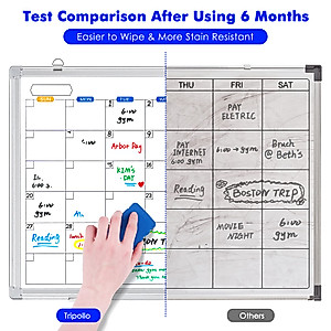 Dry Erase Calendar Whiteboard for Wall, 36" x 24" Magnetic Monthly WhiteBoard Calendar Dry Erase, Wall Hanging Aluminum Frame Calendar Board with Tray for Home, School, Office (Silver Frame)