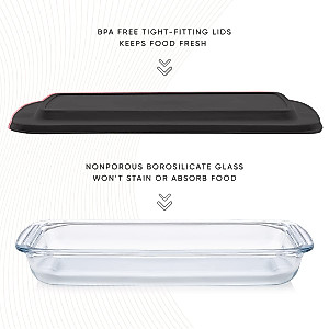 JoyFul by JoyJolt 8pc Glass Bakeware Set. 4x Baking Pan Dishes and 4x Baking Dish Lids for Kitchen Storage, Deep Baking Sheet, Oven Tray, Rectangle Casserole Dish, Lasagna Pans, Cake Baking Sheets