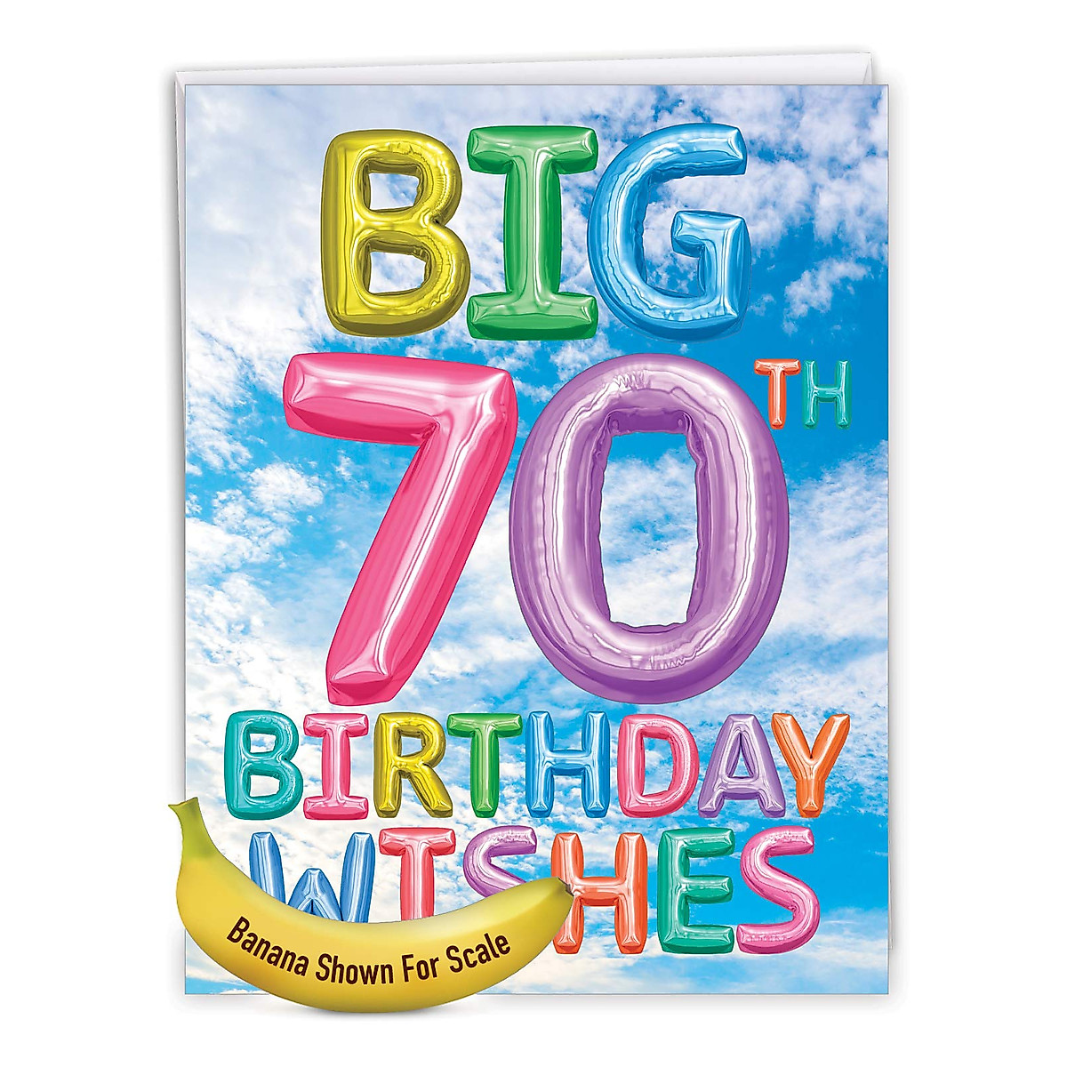 The Best Card Company - 70th Jumbo Birthday Greeting Card (8.5 x 11 Inch) - 70 Years Old Celebration, From All of Us (Not 3D or Layered) - Inflated Messages Milestones 70 J5651EMBG-US