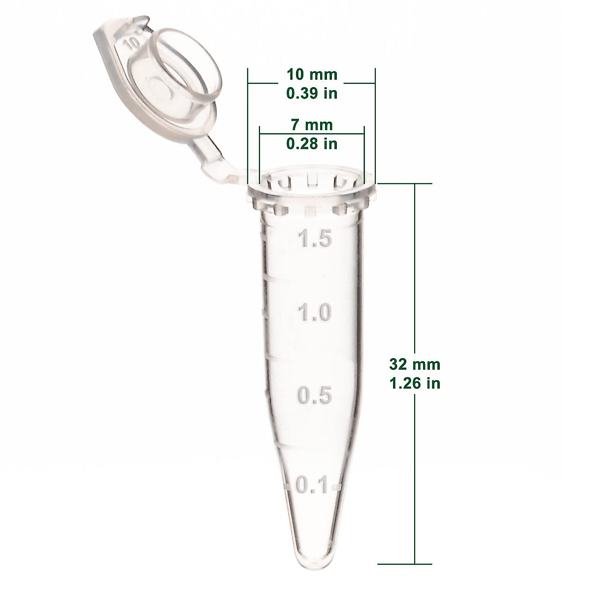 FunChem Microcentrifuge Tubes, Polypropylene Graduated Transparent Plastic Centrifuge Test Vials with Flat-Top Snap Cap, 1.5 mL, Pack of 500