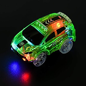 QUOXO 4 Pack Tracks Cars Replacement ONLY, Glow in The Dark Racing Car Track Accessories for Kids Boys and Girls