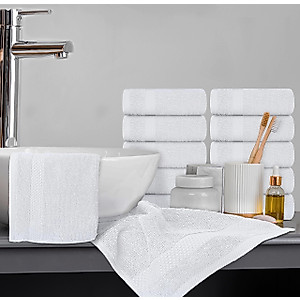White Classic 8-Piece White Towel Set [2 Bath Towels, 2 Hand Towels, 4 Washcloths] and 12 Luxury White Washcloths 13 x 13 | Cotton, Highly Absorbent and Quick Dry for Hotels, Spa and Bathroom