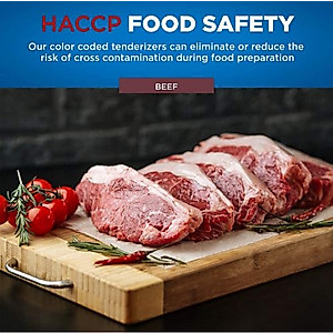 Jaccard 200348R, 48 Blade Durable Meat Tenderizer with Stainless Steel Razor Sharp Needle, Cooking Gadget for Tenderizing Chicken, Beef, Pork, Veal, BBQ, Red