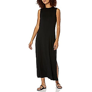 Amazon Essentials Women's Jersey Sleeveless Mock Neck Maxi Dress (Previously Daily Ritual), Black, X-Small