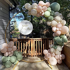 Artificial Eucalyptus Leaves Sage Green Blush And Confetti Gold Balloons, 59Pcs Sage Green Gold Pink Blush Nude Balloons with Artificial Eucalyptus for Baby Bridal Shower Birthday Safari And Sage Party Decorations Supplies