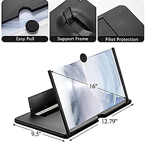 Screen Magnifier, Screen Amplifier, CanJoo 16" Phone Screen Magnifier Smartphone Mobile Phone 3D Magnifying Screen Screen Enlarger for Movies, Videos and Gaming Suit for All Smartphones (16 in)