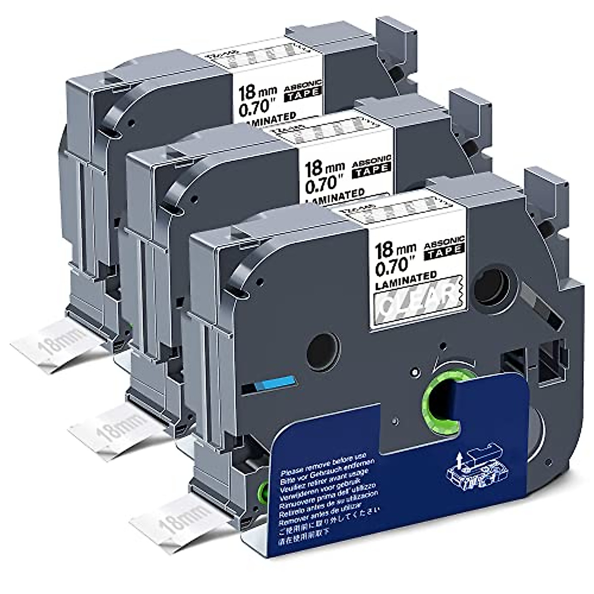 Absonic 3-Pack 18mm Label Tape Compatible for Brother TZe-145 TZ-145 TZe145 P Touch Tze 18mm 0.7" Laminated White on Clear Tape Tz 3/4" for PT-D410 PT-D450 PT-D400 D-600 PT-P700 PT-P750W Label Maker