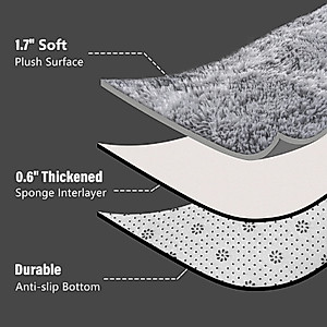 Unirea 8x10 Feet Luxury Shag Area Rug Modern Indoor Plush Fluffy Rugs, Super Soft and Fuzzy Carpet, Geometric Rugs for Bedroom Living Room Girls Kids Nursery, Light Grey/White