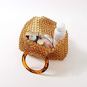 YIFEI Women Colored Transparent Beaded Acrylic Handbag Evening Handmade Bags for Wedding Party (Brown)