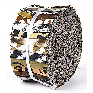 Soimoi 40Pcs Animals Print Cotton Precut Fabrics for Quilting Craft Strips 2.5x42inches Jelly Roll - Purple