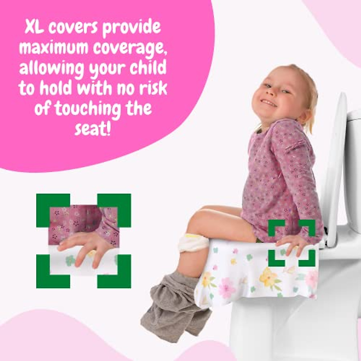 20 Pack Extra Large Disposable Toilet Seat Covers (Floral) by Eli with Love – Toddler Toilet Covers For Full Coverage On Toilet or Potty – Ideal Travel Toilet Seat Covers For Both Kids and Adults