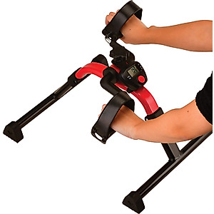NOVA Medical Products Pedal Exerciser with Digital Display Tracker, Foldable Hand and Foot Cycle Exerciser, Great for Home, Office or Travel, Red