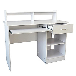 Computer Desk with Hutch, Computer Desk Study Writing Desk, Wooden Home Office Workstation PC Laptop Table with Drawer Shelf Keyboard Tray, Office Desk for the Modern Programmer 43"L x 19.69"W x 37"H