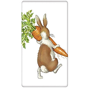 Mary Lake Thompson Carrot Rabbit Easter Flour Sack Cotton Kitchen Dish Towel - 30" x 30" Design