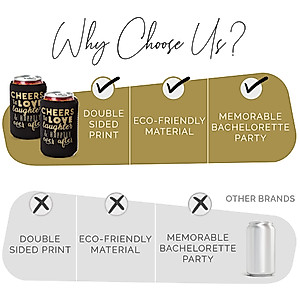 Wedding Can Can Cooler Decorations - Cheers to Love Laughter and Happily Ever After, Can Coolies Set of 12, Wedding Supplies For Bridal Showers, Engagements and Bachelorette Parties (Black)