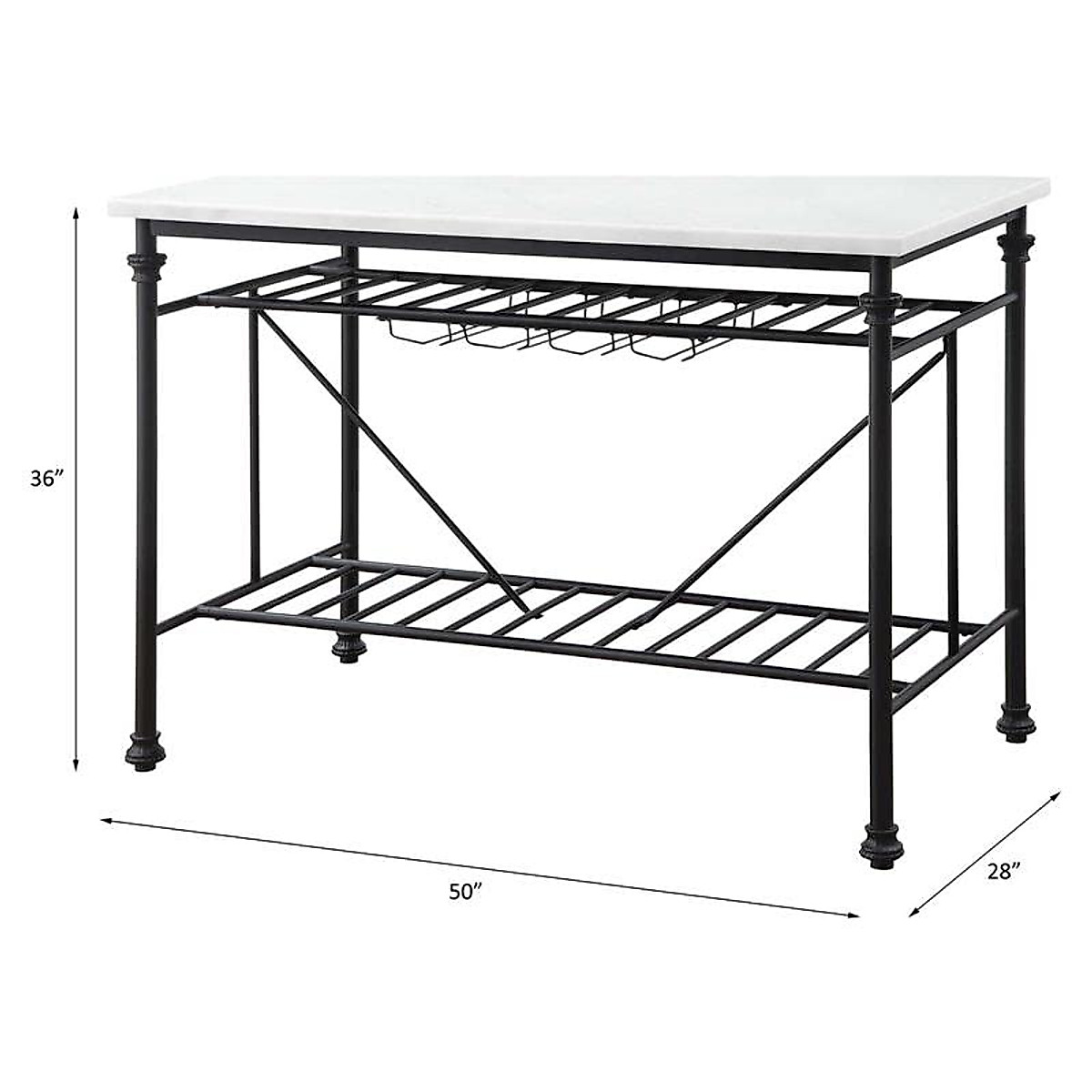 Acme Furniture Mera Kitchen Island, White Cultured Stone & Gray Finish