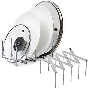 GREATLINK 1PCS Pot Lid Organizers, Dish Rack to Store Houseware, Plate Rack While Cooking, Kitchen Cabinet Pantry Pan and Pot Lid Organizer Rack Holder