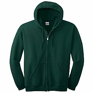 Gildan Adult Fleece Zip Hooded Sweatshirt, Style G18600 Forest Green, Medium