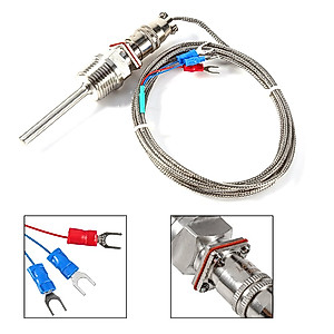PT100 Thermocouple Temperature Sensor Probe 1/2" NPT Thread Connector with 3 Wires 2M Cable, -58~572°F (-50~300°C)