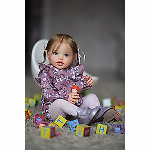 Angelbaby Soft Reborn Baby Dolls Realistic Reborn Toddler Girl 24 inches Lifelike Newborn Silicone Baby So Alive Doll Look Real Cute Beautiful Weighted Bebe Reborns Girl Life Size Detailed Kid Toys