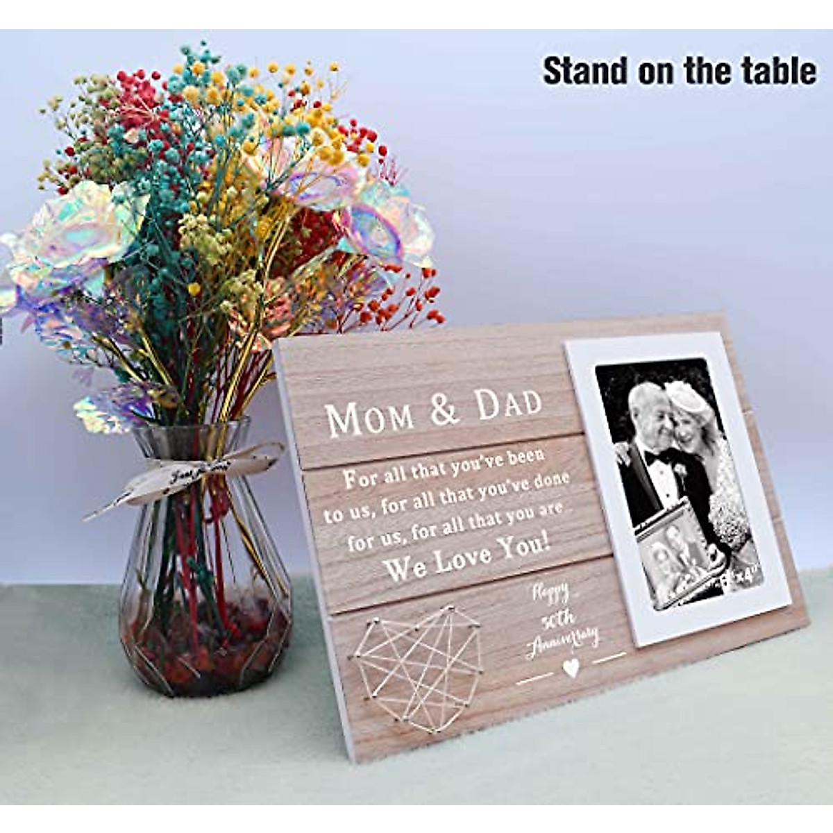 NZY Happy 50th Wedding Anniversary for Mom and Dad Parents - Picture Frame Gift- For All That You're Been to Us, For All That You've Done for Us-Fifty Years of Marriage Gift - Photo Frame Gift