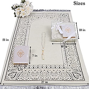 Personalized Prayer Rug Prayer Beads Quran Islamic Gift Set, Chenille Prayer Rug Pearl Prayer Beads Velvet Full Arabic Quran, Ramadan Eid Wedding Birthday Graduation Mother's Day Father's Day Gift