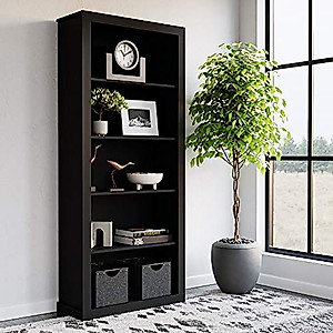 Edenbrook Sumac Bookcase, 5-Shelf Organizer for Bedroom Furniture or Home Office Furniture, Black Bookshelf