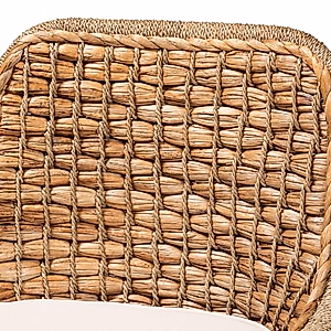 Baxton Studio Kyle Modern Bohemian Natural Brown Woven Rattan Dining Side Chair With Cushion