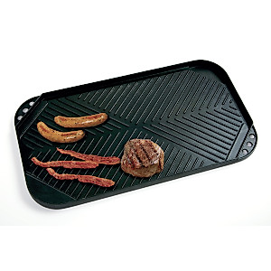 Norpro Nonstick Heavy Duty Double Burner Griddle, 19in/48cm x 10.5in/26.5cm x .75in/2cm, Teflon Platinum