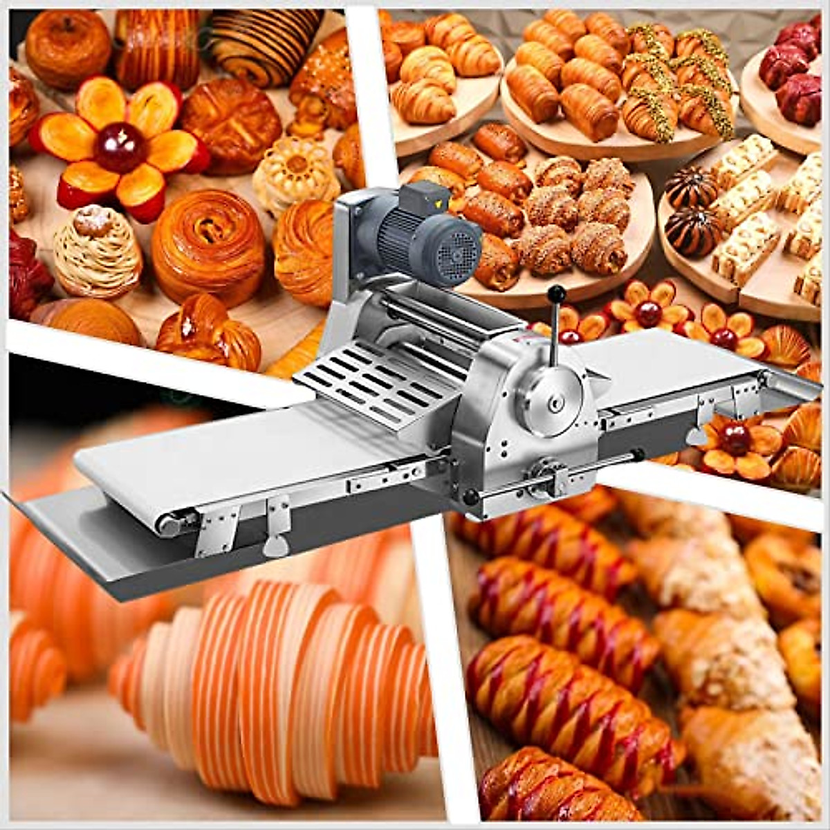 INTSUPERMAI Dough Sheeter Reversible Commercial Dough Roller Machine 70.9"×19.7" Belt Fondant Sheeter Flattener Pastry Pizza Noodle Press Machine Two-way Rollers 110V