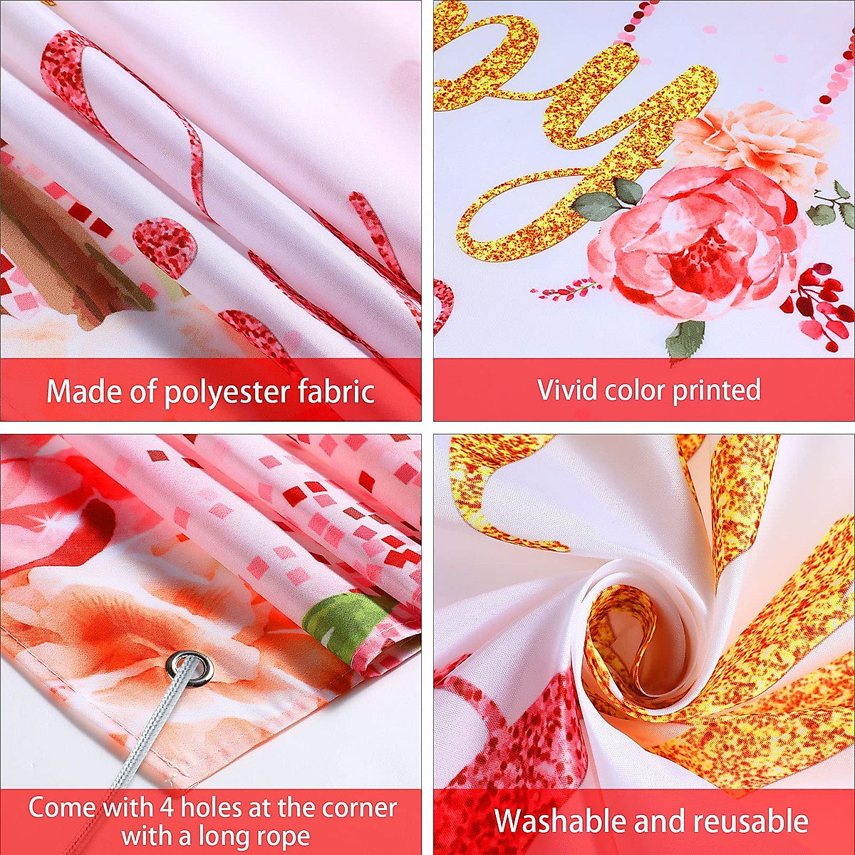 Rose Gold Happy Birthday Backdrop for Girls Women Happy Birthday Party Photography Background Decoration Photoshoot Banner (6.1 x 3.6ft)