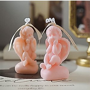Cute Angel Shaped Scented Candle,50G Aroma Soy Wax Decorative Candle,Handmade Aesthetic Candlefor Table Photo Prop Birthday Gift,Prefect for Meditation Stress Relief Mood Boosting Bath Yoga (Pink)
