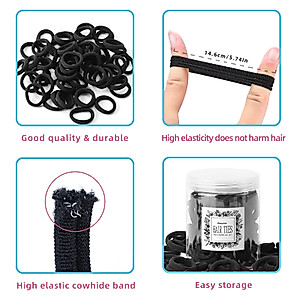 100 Pcs Baby Hair Ties, Seamless Cotton Toddler Hair Ties for Girls and Kids, Black Small Soft Hair Elastics Ponytail Holders